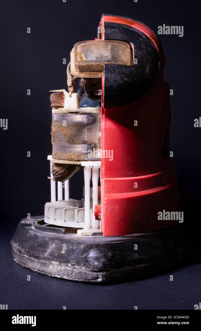 Detailed close-up showing internal components of a dismantled electric ...