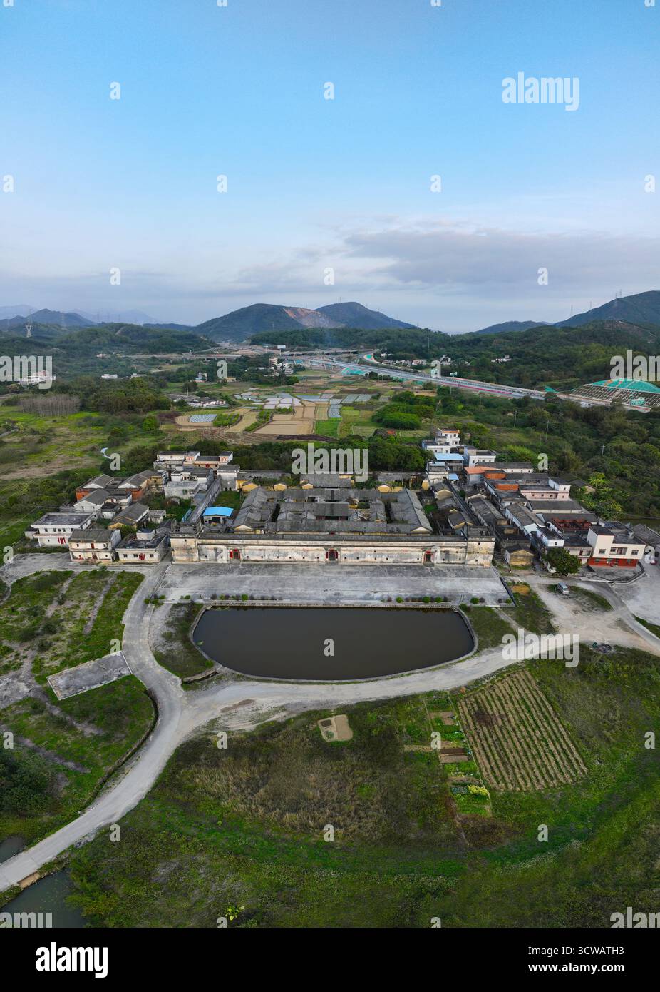 Aerial photography of Yuantian New Residence Hakka walled house in ...