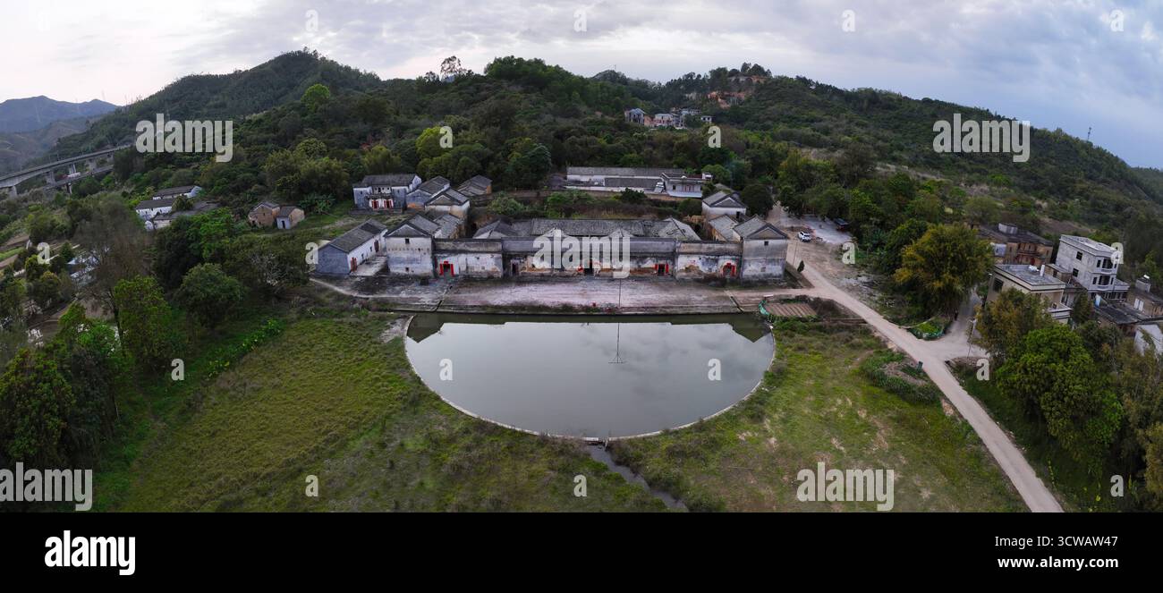 Aerial photography of Yuantian New Residence Hakka walled house in ...