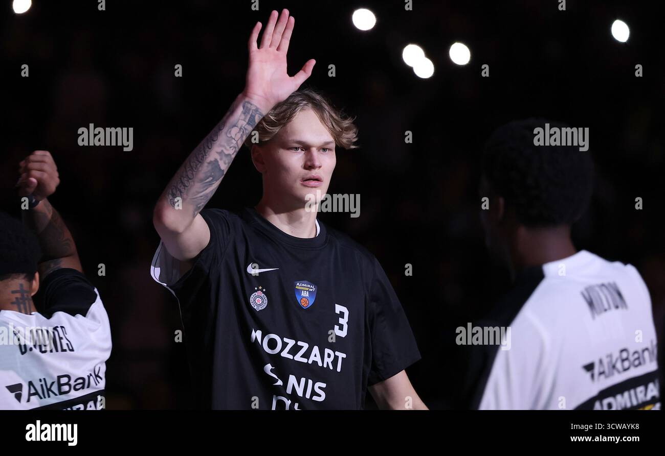 Belgrade, Serbia. 6th Oct, 2025. Partizan's Miikka Muurinen prior to ...