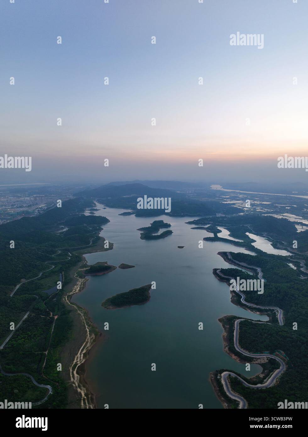 Aerial photography of Guandong Reservoir and Guandong Lake Park in ...