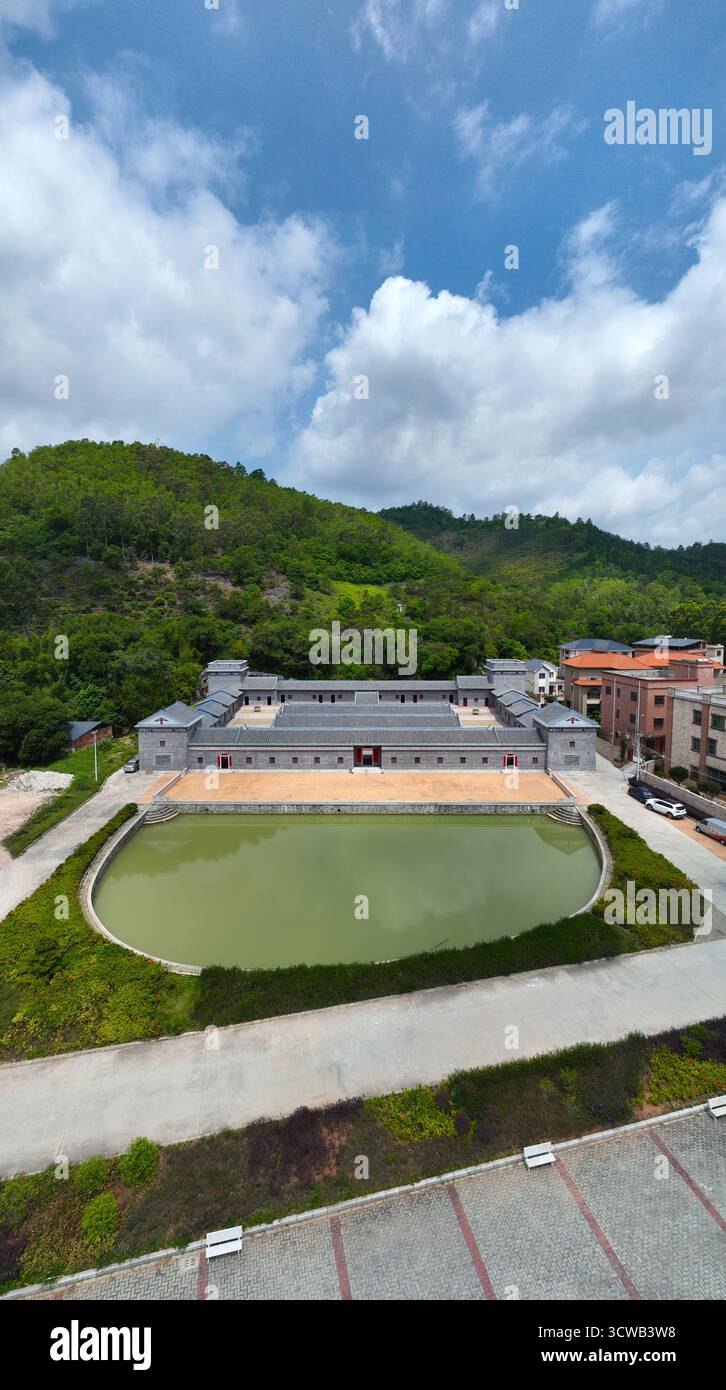 Aerial photography of the surrounding houses of Guwu Sanshengtang in ...