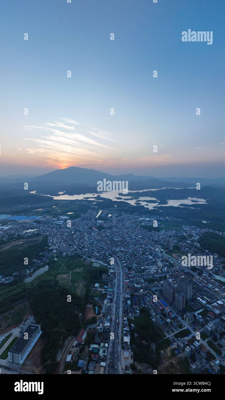Aerial photography of Luofu Mountain in Xiangang Reservoir, Huzhen ...