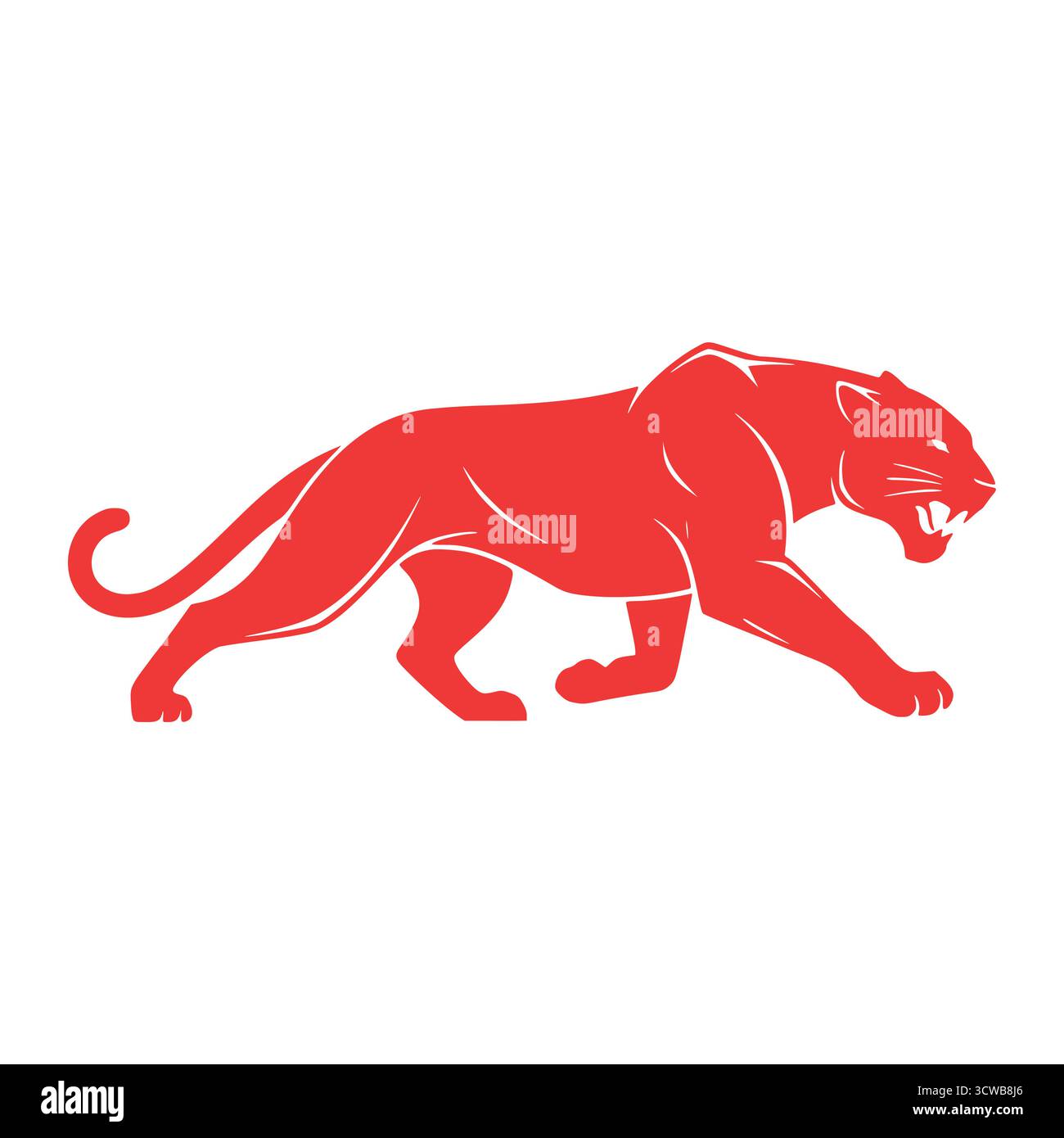 Bold red panther silhouette captures a fierce, predatory stance ...