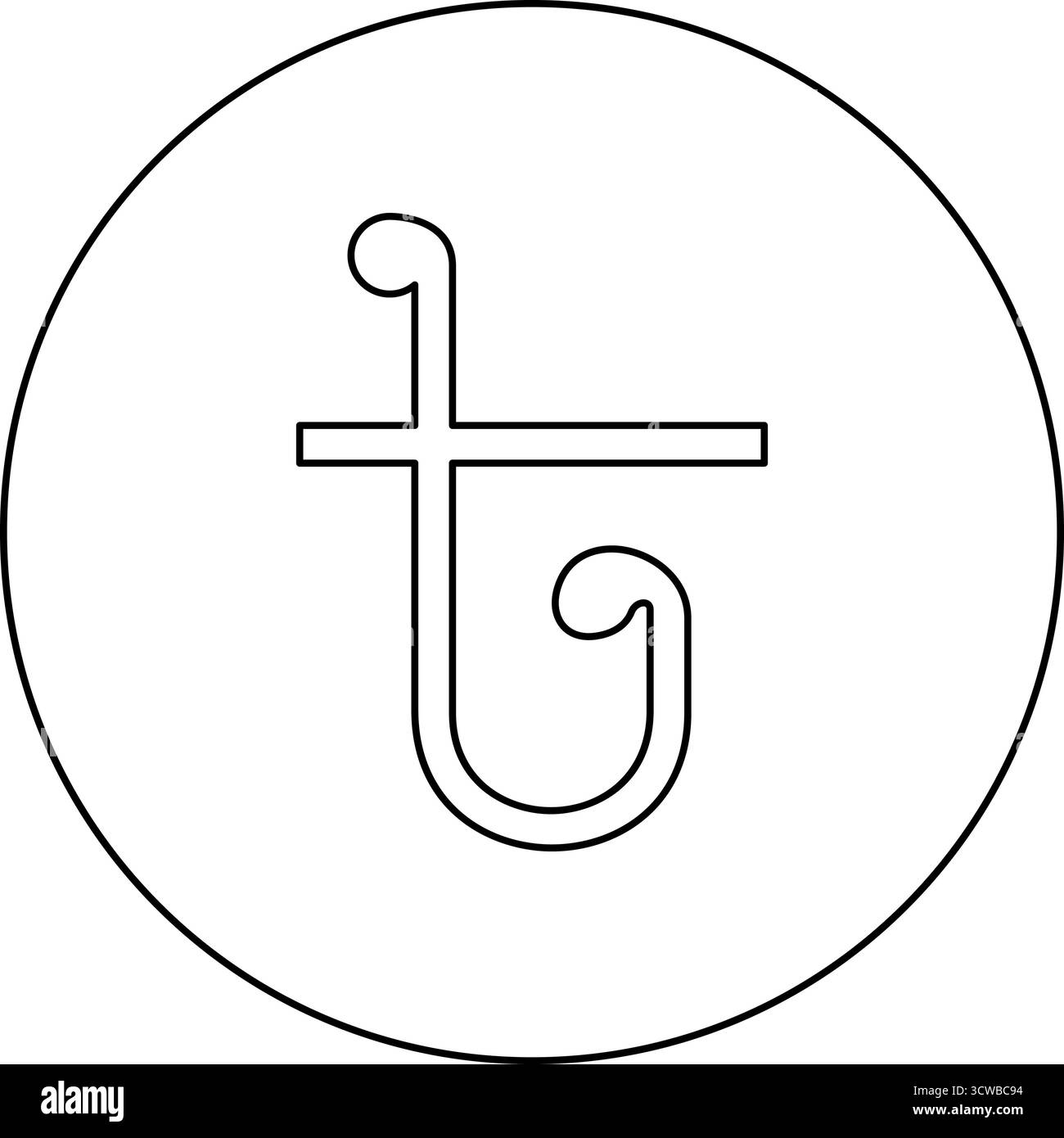 Symbol Taka Bangladeshi currency sign icon in circle round black color ...