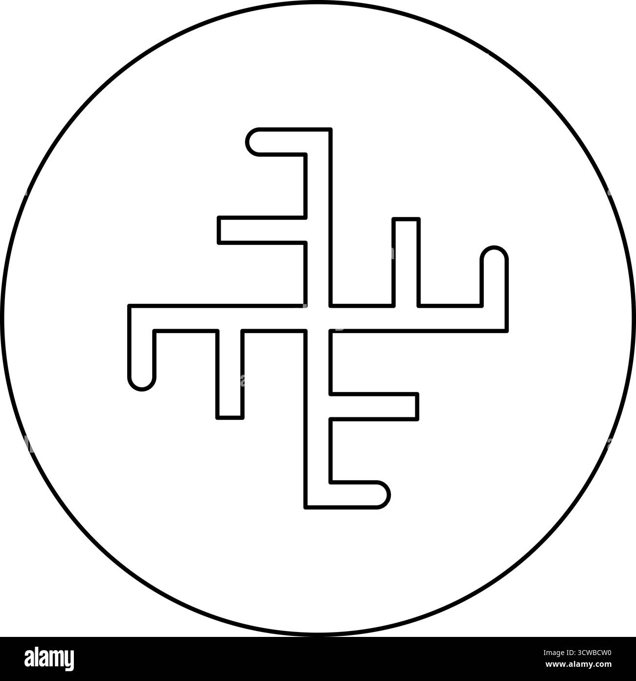 Heavenly cross symbol sign slavic pagan icon in circle round black ...