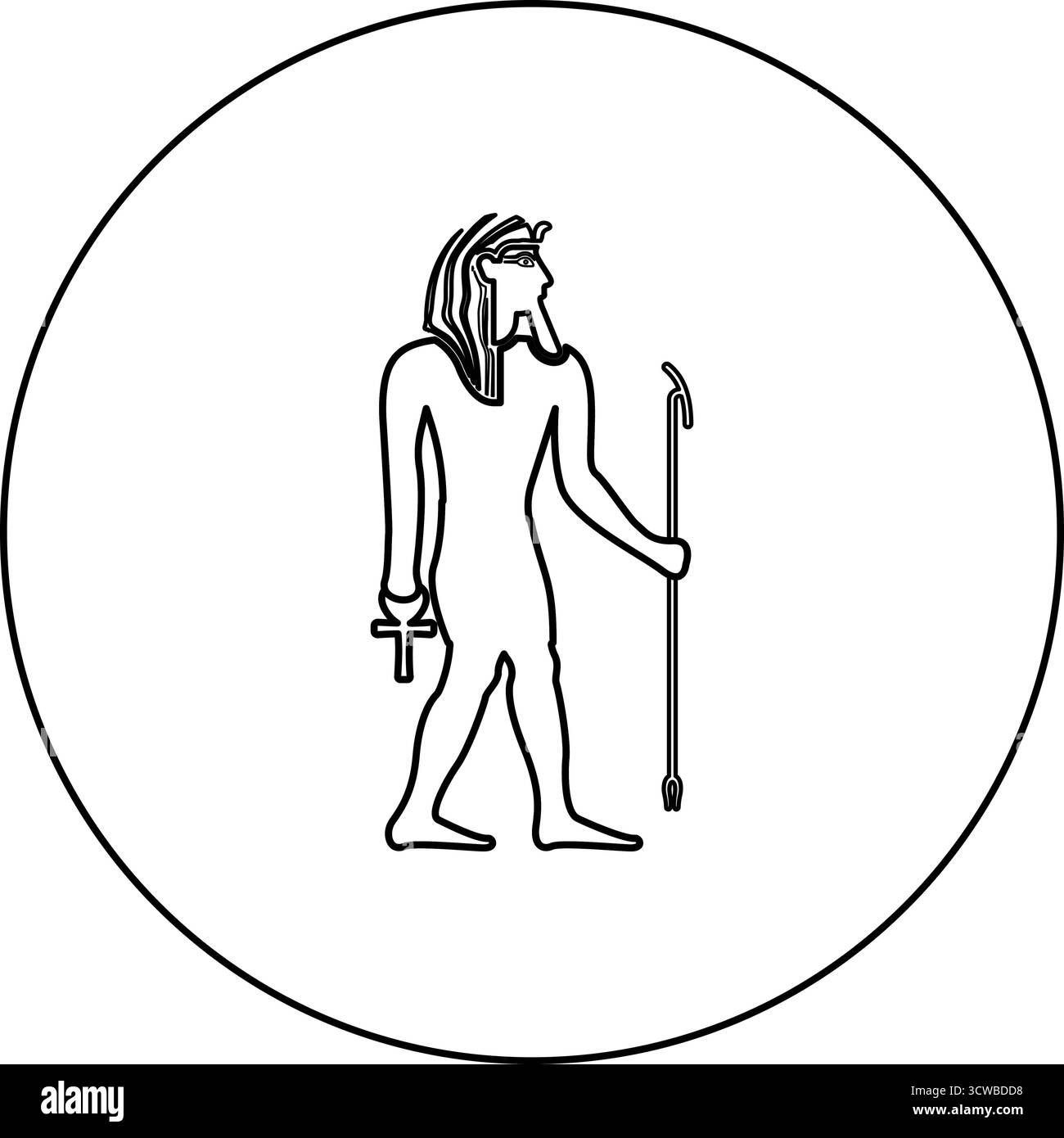 Egypt pharaoh Tutankhamen King Tut icon in circle round black color ...