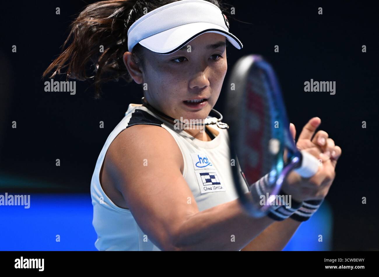 Kyoka Okamura returns a shot against Ayano Shimizu in the women's ...