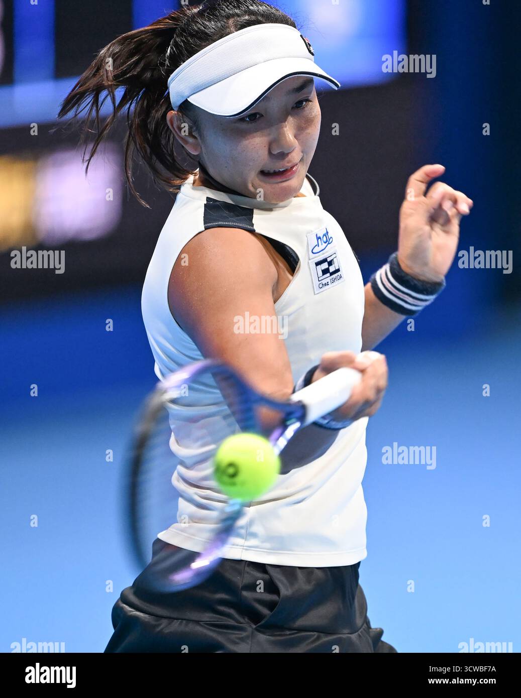Kyoka Okamura returns a shot against Ayano Shimizu in the women's ...