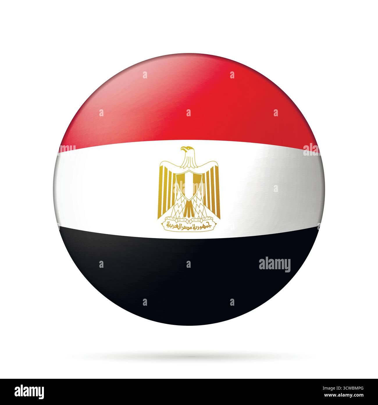 Glass light ball with flag of Egypt. Round sphere, template icon ...
