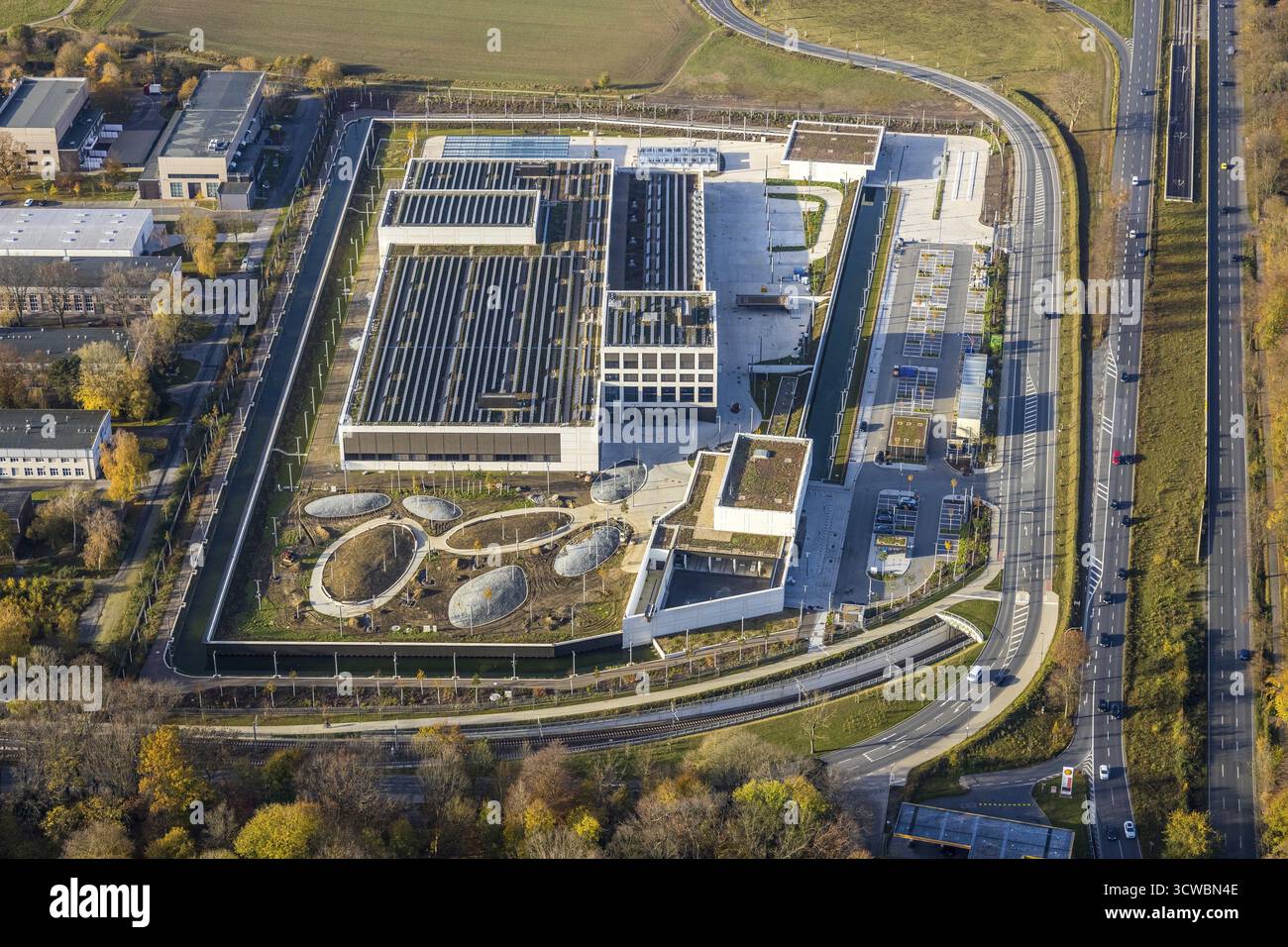 Aerial view, superlative money vault, The German Federal Bank is ...