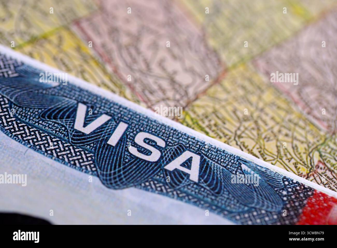 Visa to USA and trip to United States. Visa sign with background United ...
