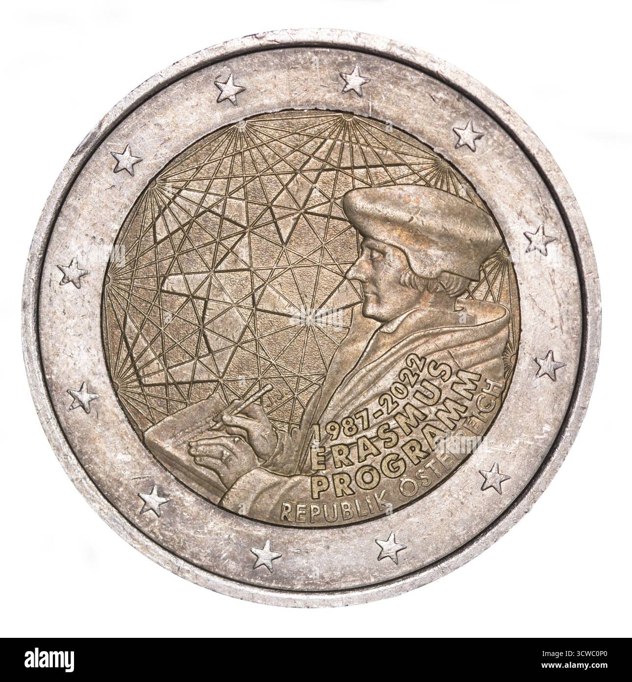 Austrian 2-euro commemorative coin 35 years of the Erasmus programme ...