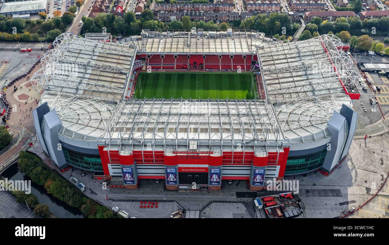 An aerial general view of Old Trafford during the 2025 Betfred Super ...