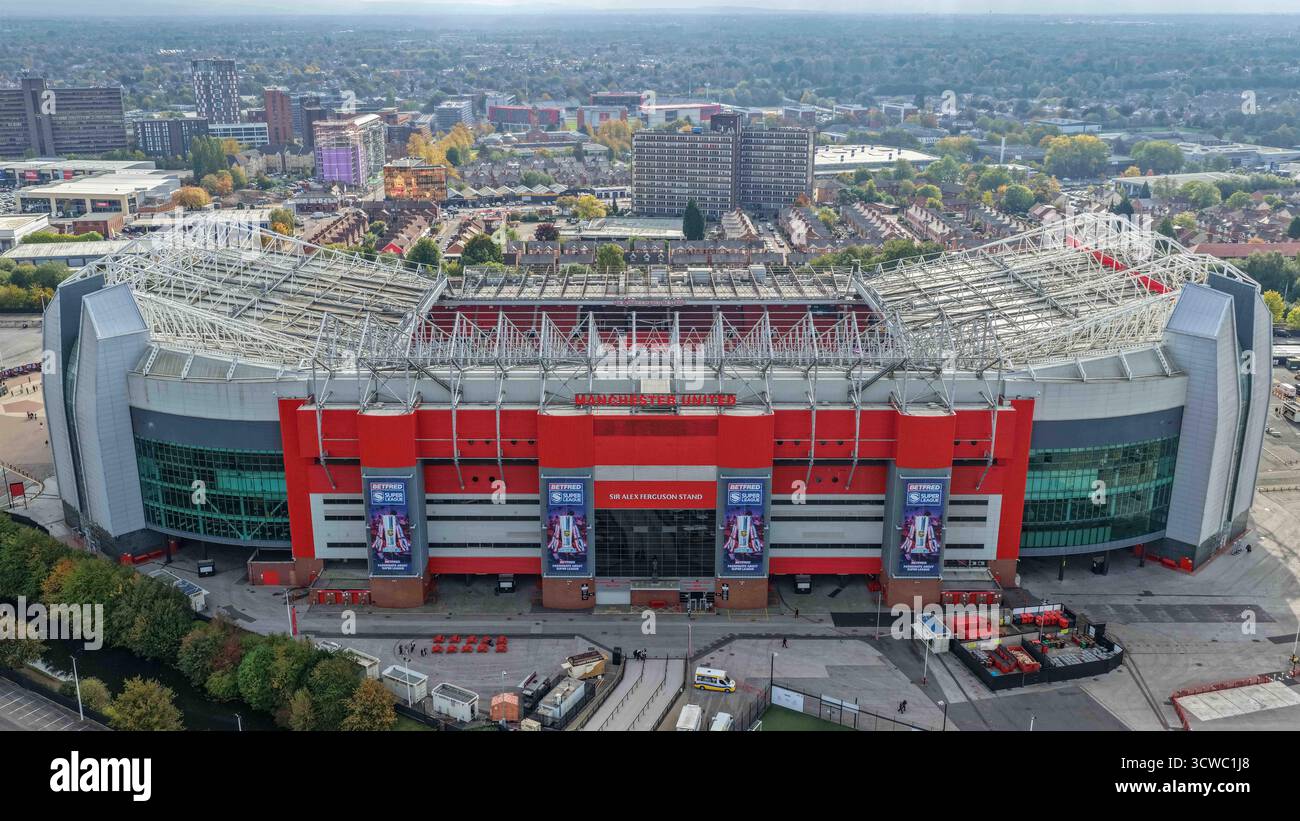 An aerial general view of Old Trafford during the 2025 Betfred Super ...