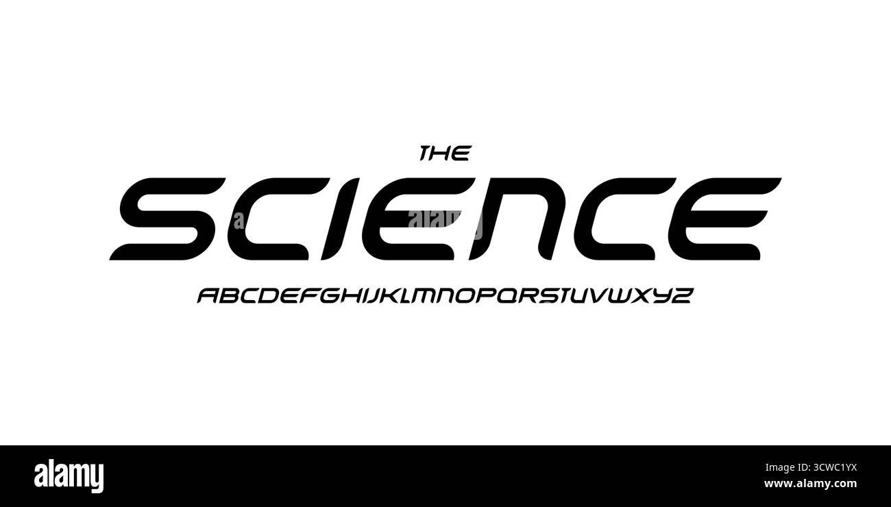 Science technology font, futuristic alphabet for scientific headline ...