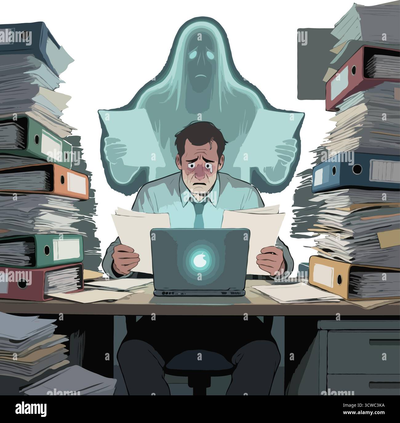 Overwhelmed worry Stock Vector Images - Alamy