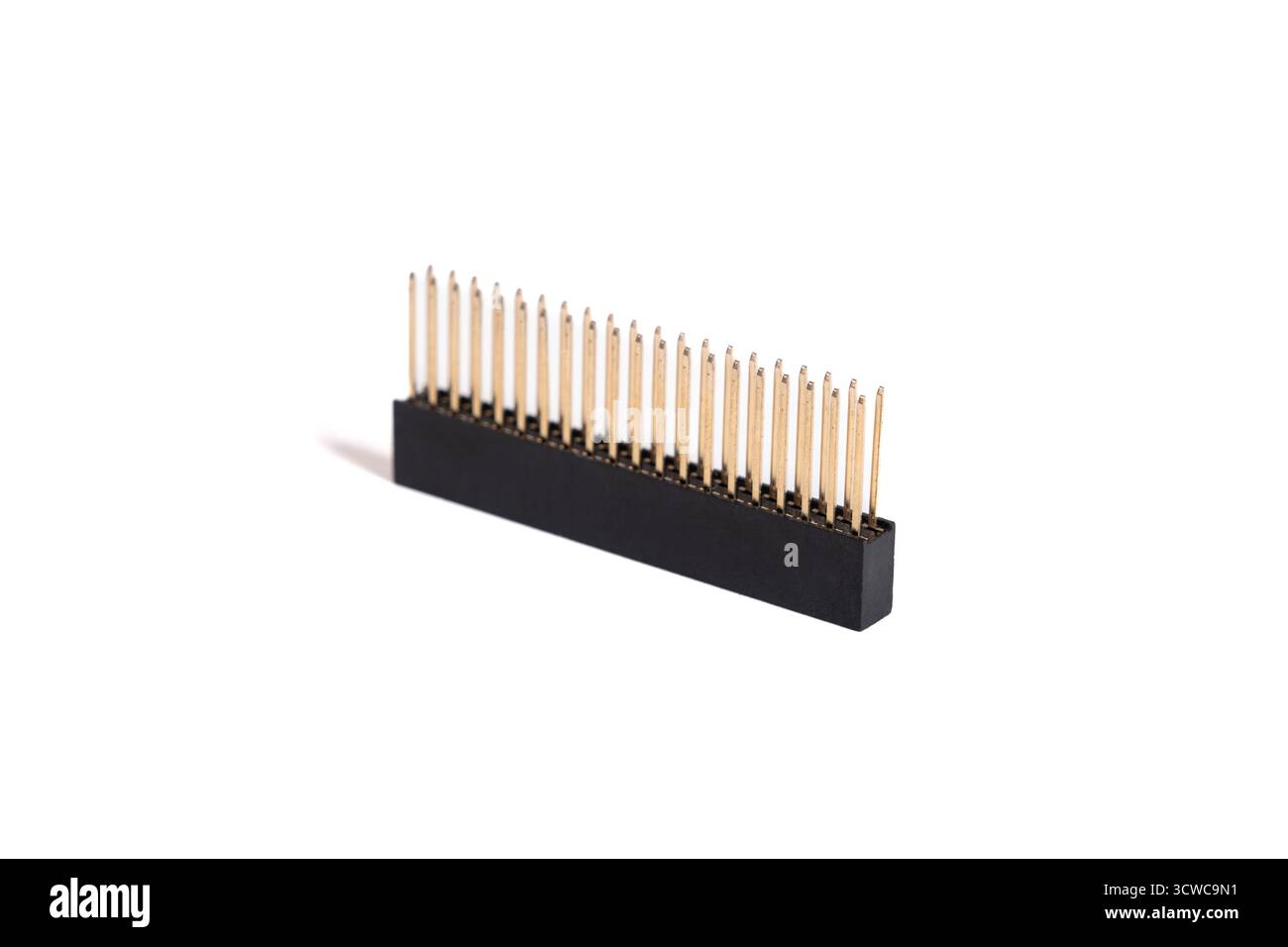 40-Pin GPIO connector header isolated on white background. 2x20 pins ...