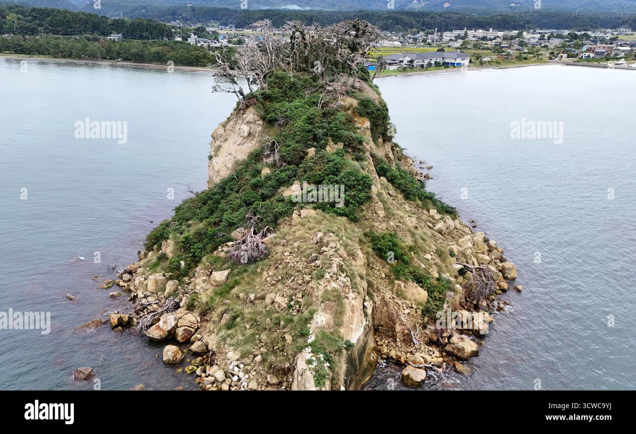 A drone photo shows Mitsukejima damaged by the 2024 Noto earthquake in ...
