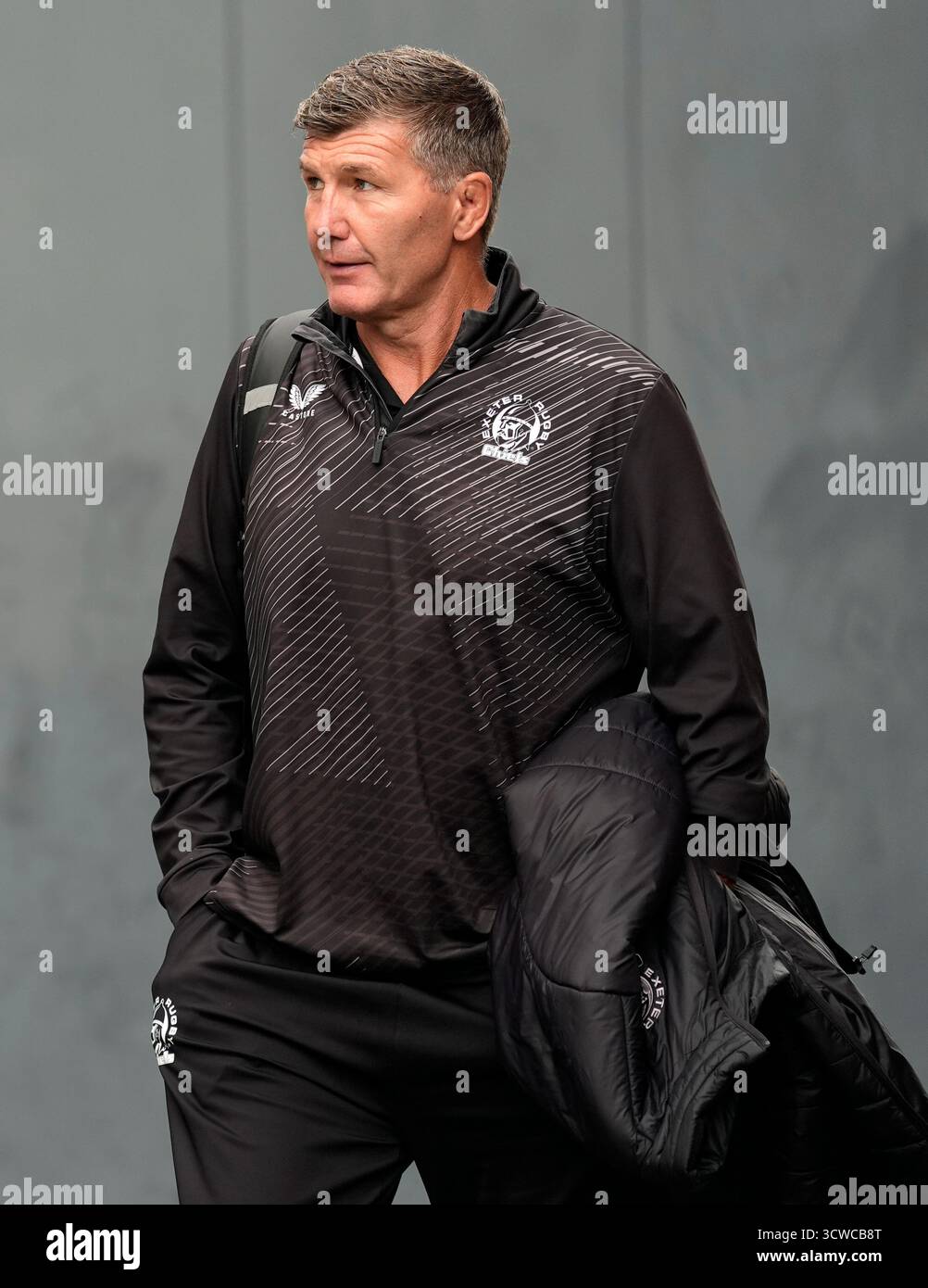 Exeter Chiefs' Director of Rugby Rob Baxter (right) before the ...