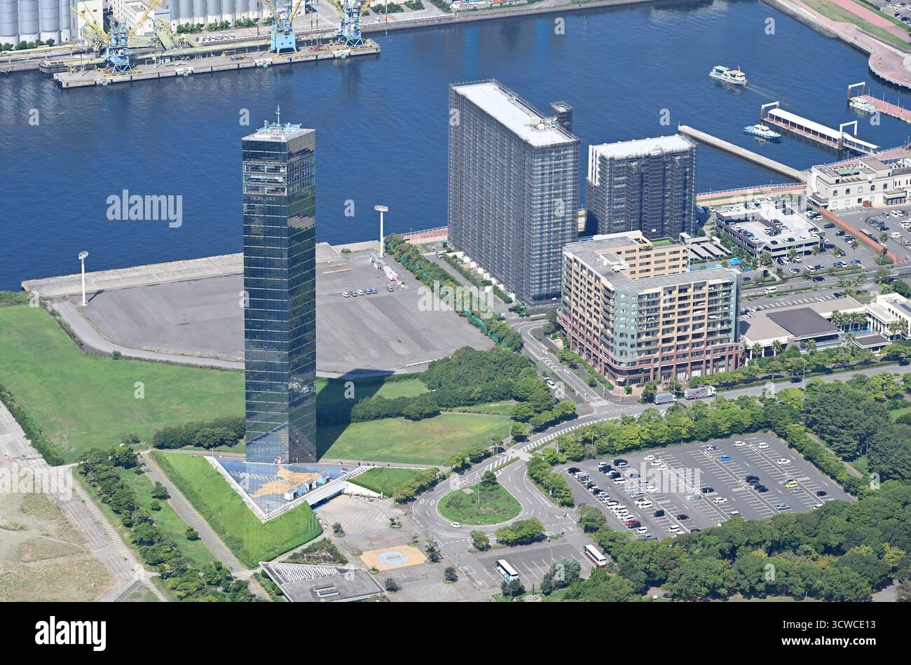 An aerial photo shows Chiba Port Tower, a symbol of Chiba Port, in ...