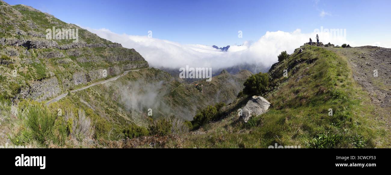 Trade wind clouds fall over the mountains at Paul da Serra, Lombo do ...