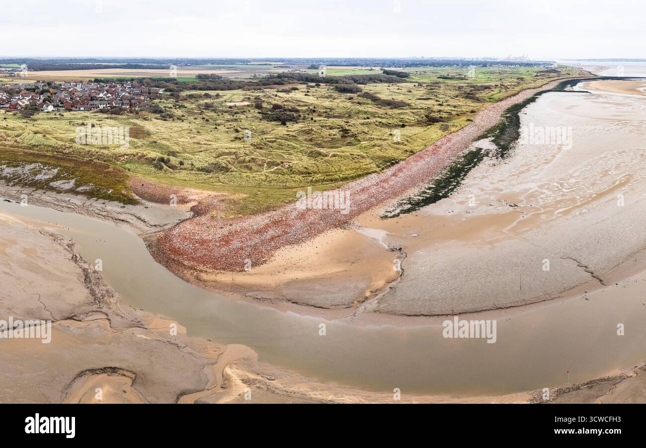 A multi image aerial panorama of the remains of old buildings destroyed ...