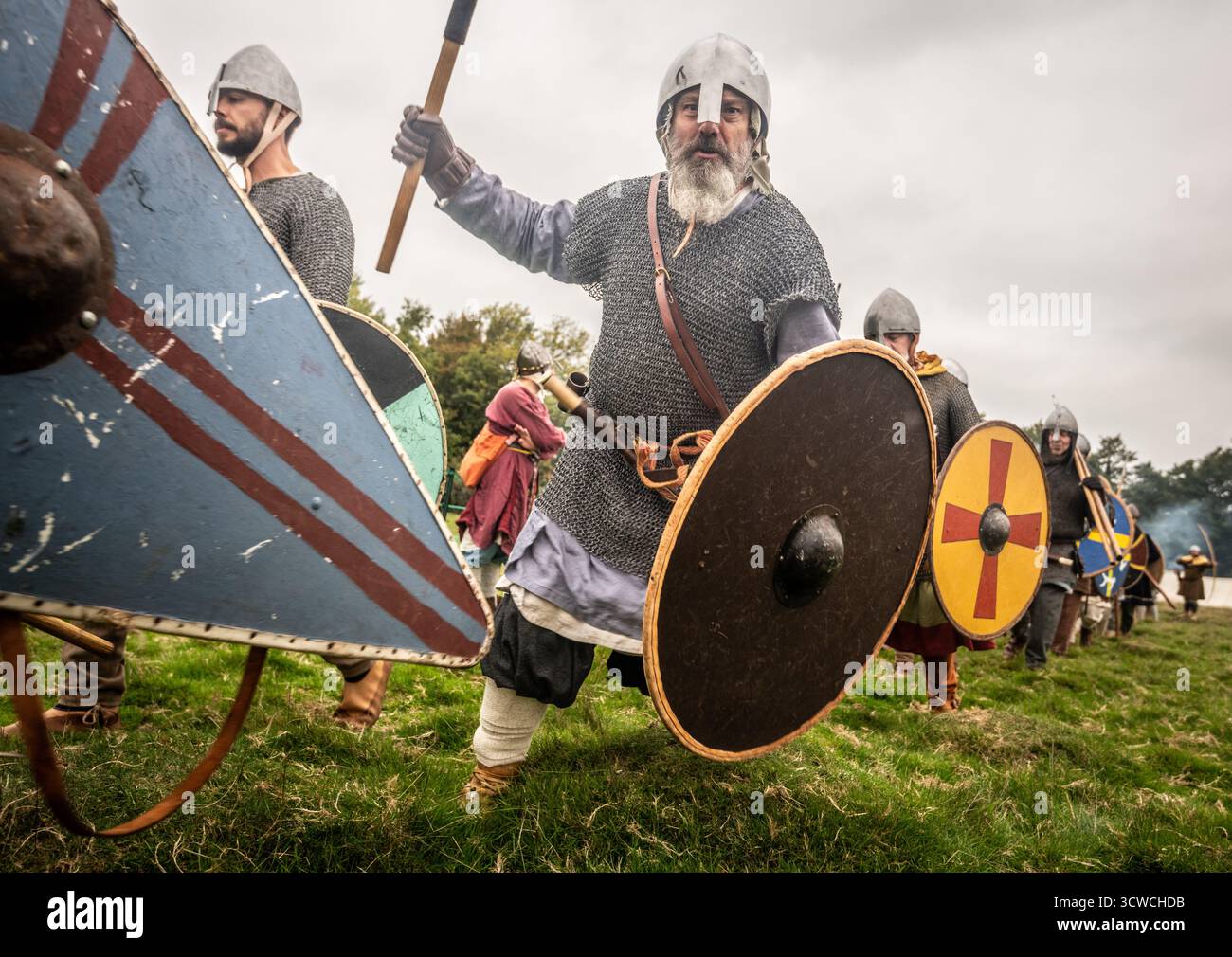 King Harold's Saxon army march into battle to take part in the re ...