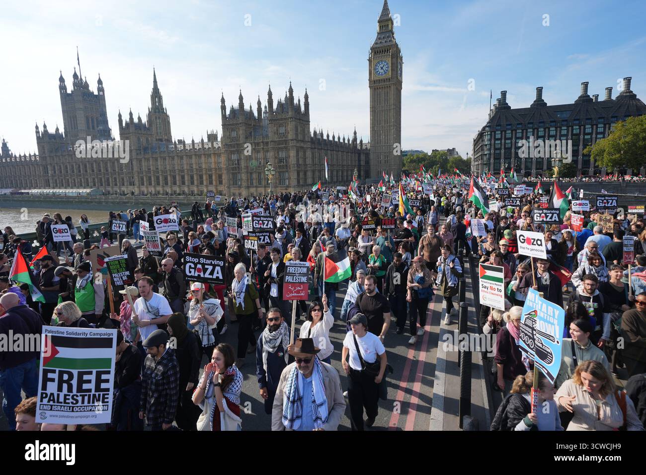 People on Westminster Bridge as they take part in a Palestine ...