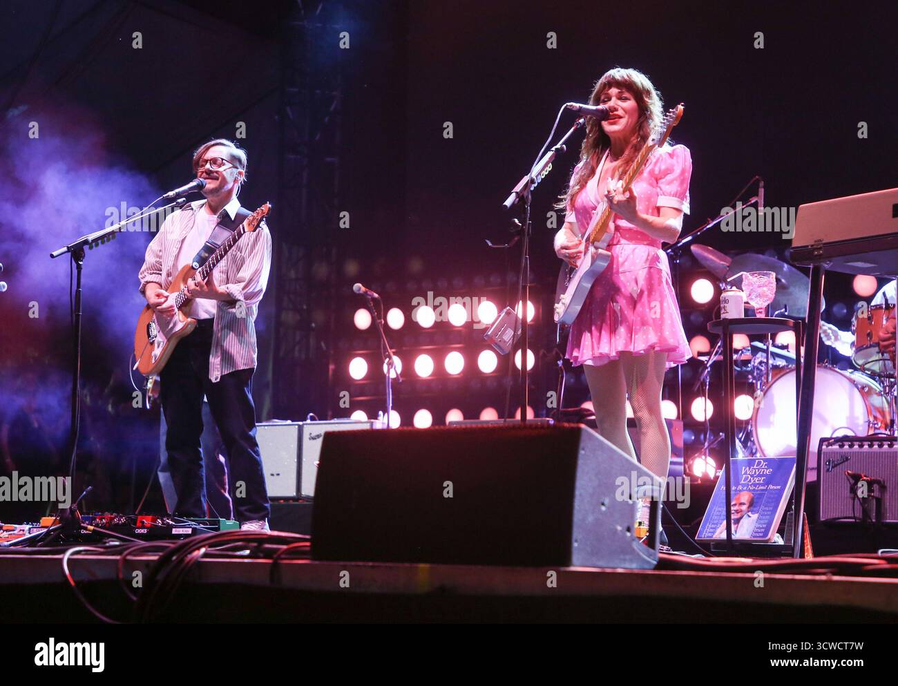 Rilo Kiley's Jenny Lewis, right, and Blake Sennett perform during ...