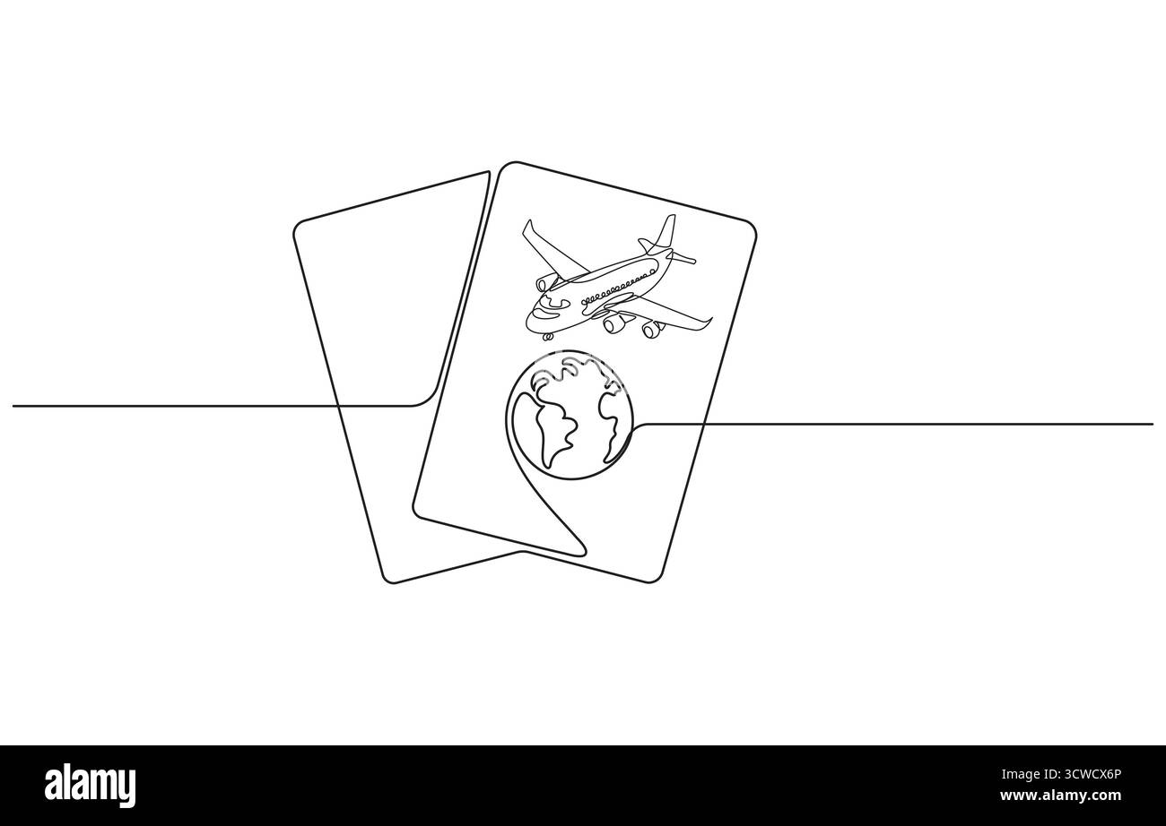 Continuous Line Drawing of Passport Icon. Hand Drawn Symbol Vector ...