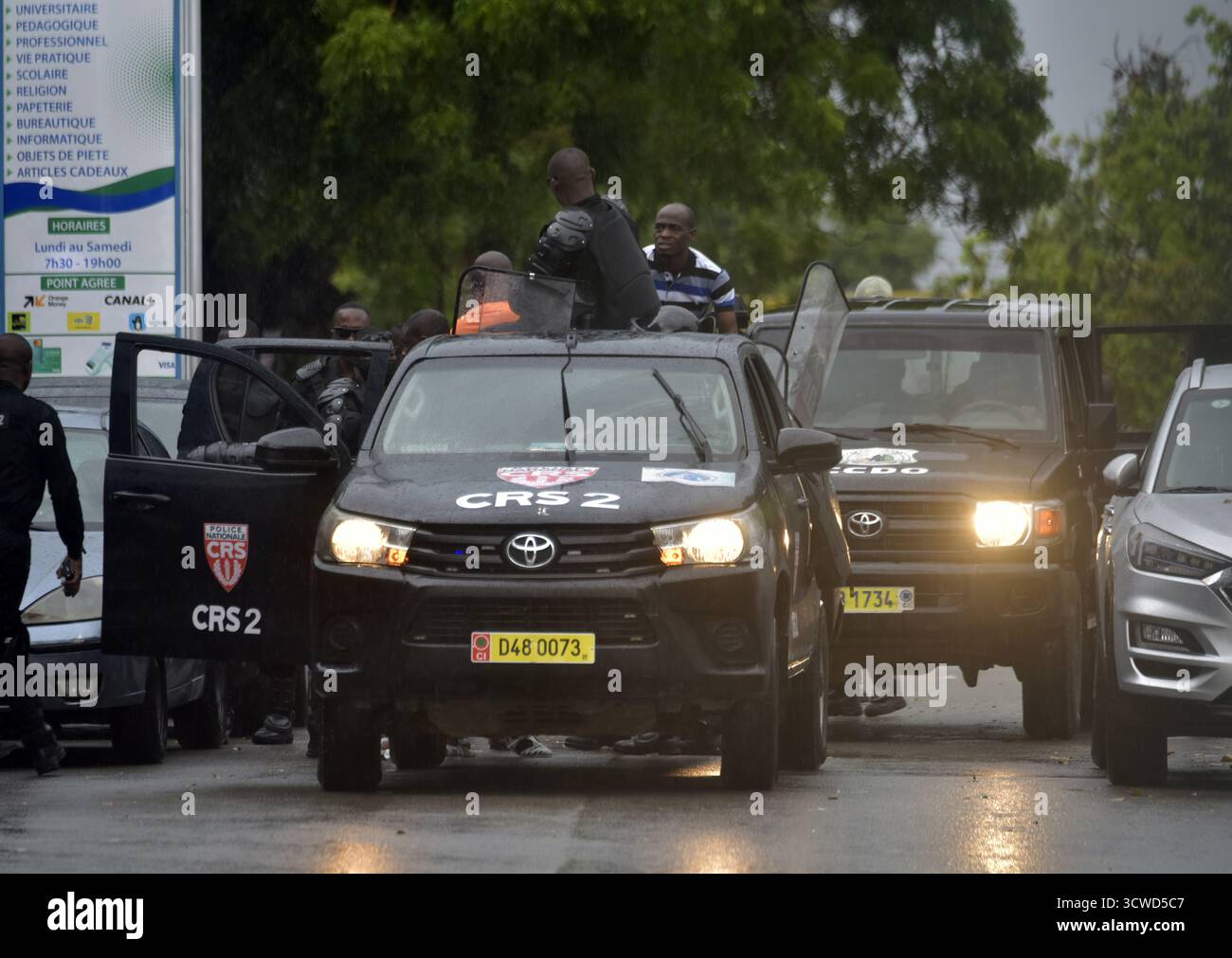 Police vehicles are deployed during clashes between security forces and ...