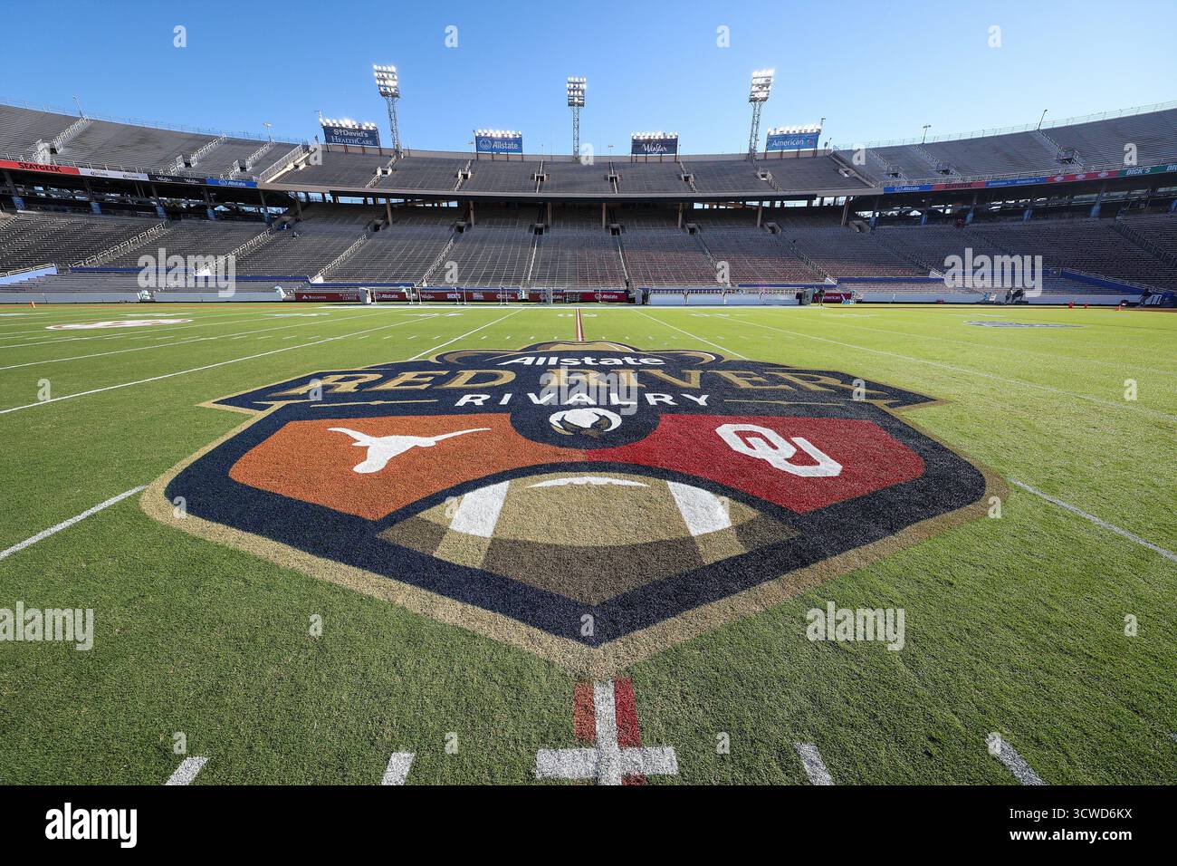 October 11, 2025: The midfield Allstate Red River Rivalry logo before ...