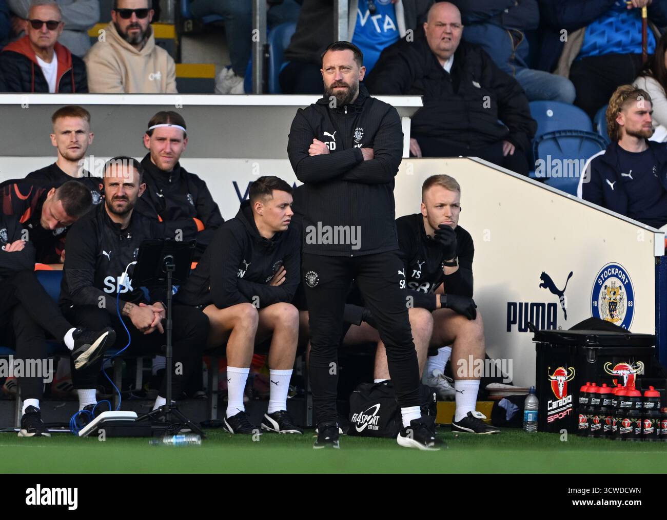 Blackpool's interim manager, Stephen Dobbie, on the touchline during ...