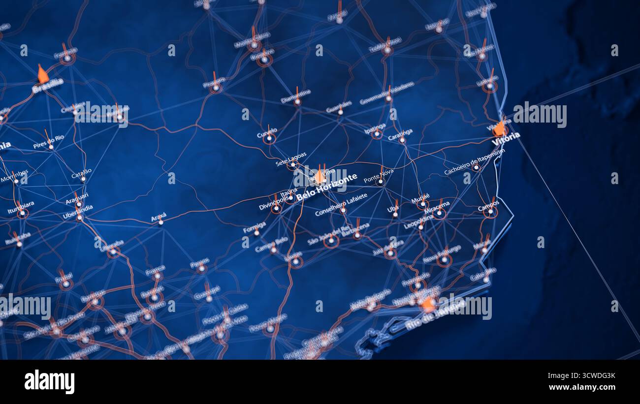 Belo Horizonte map big data visualization. Futuristic map infographic ...