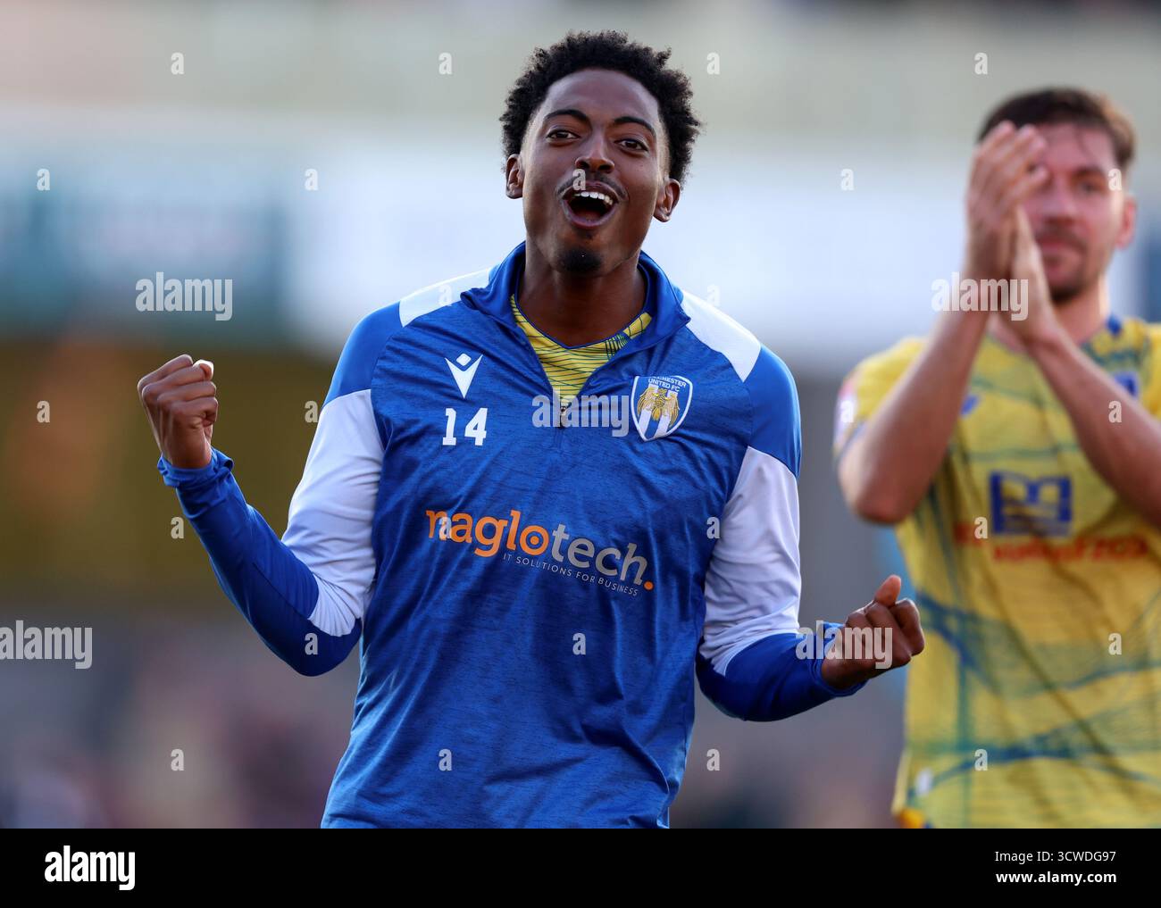 Colchester United's Kyreece Lisbie celebrates after the Sky Bet League ...