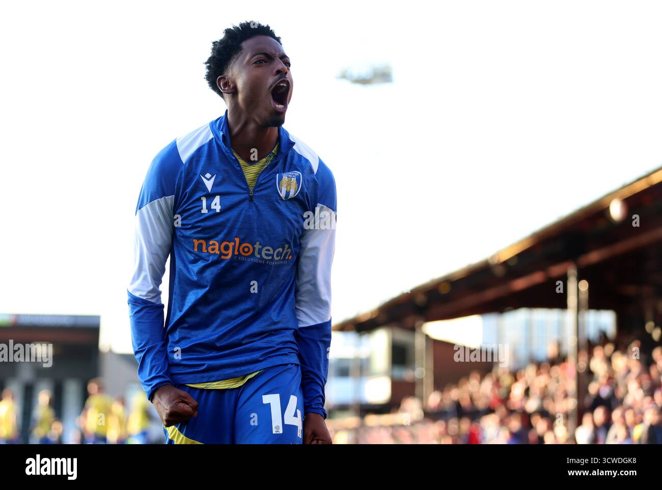 Colchester United's Kyreece Lisbie celebrates after the Sky Bet League ...