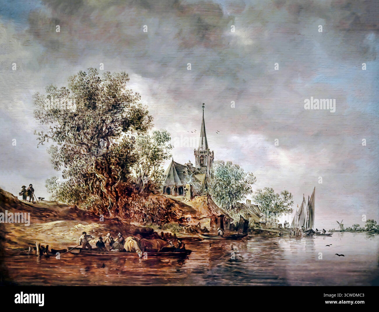 Old church river Stock Vector Images - Alamy