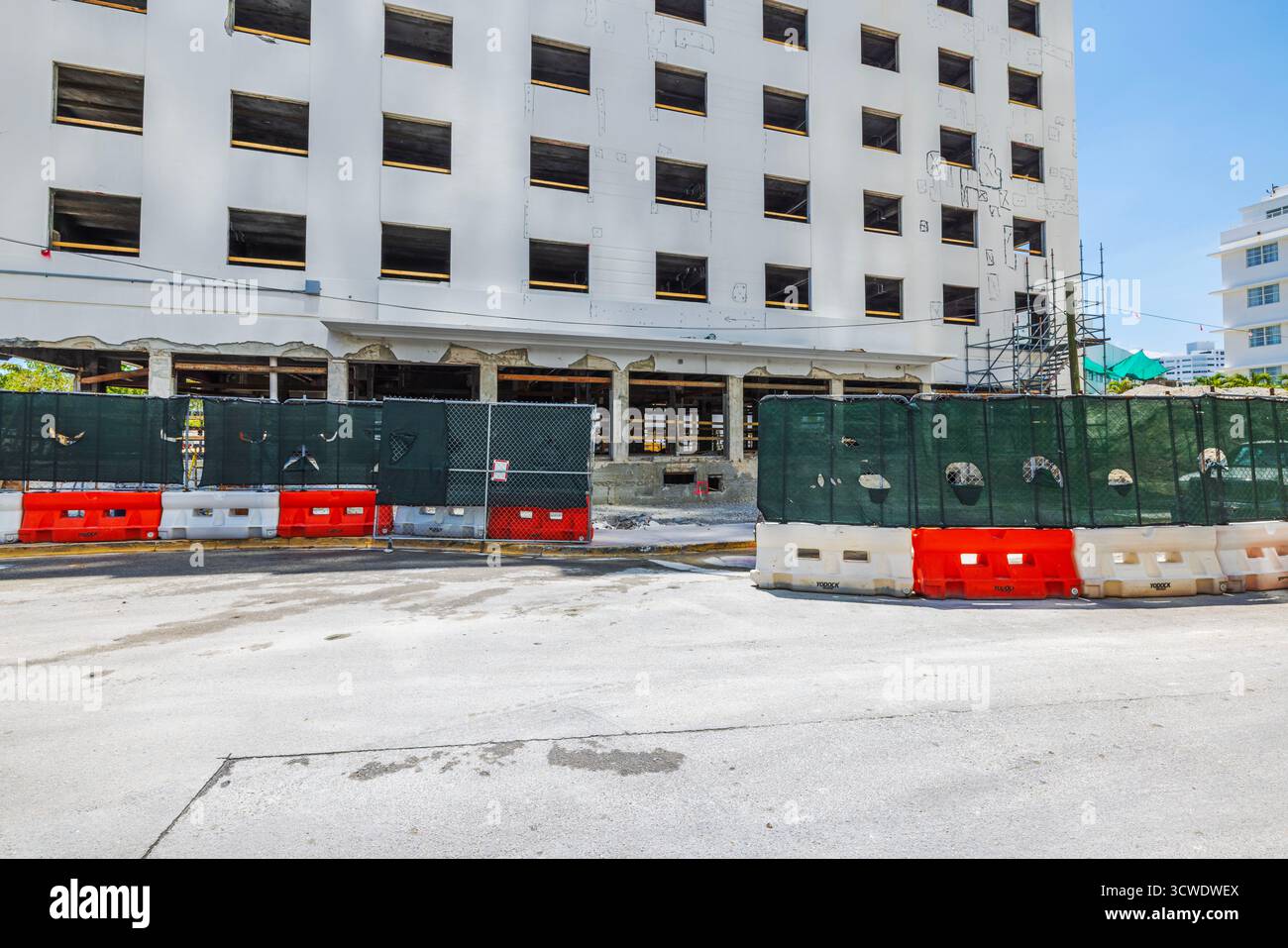 Construction site of building under renovation on Collins Avenue in ...