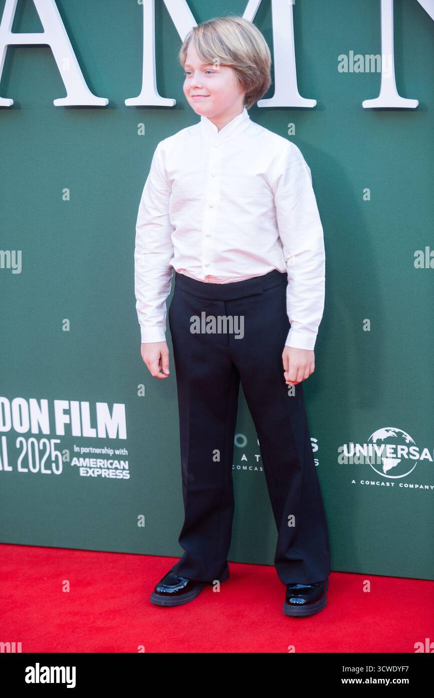 London, UK. 11 Oct, 2025. Pictured: Jacobi Jupe attends the 'Hamnet ...