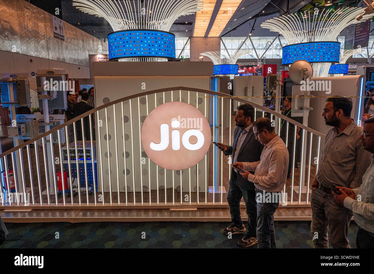 New Delhi, India. 10th Oct, 2025. A visitor browses his phone at the ...