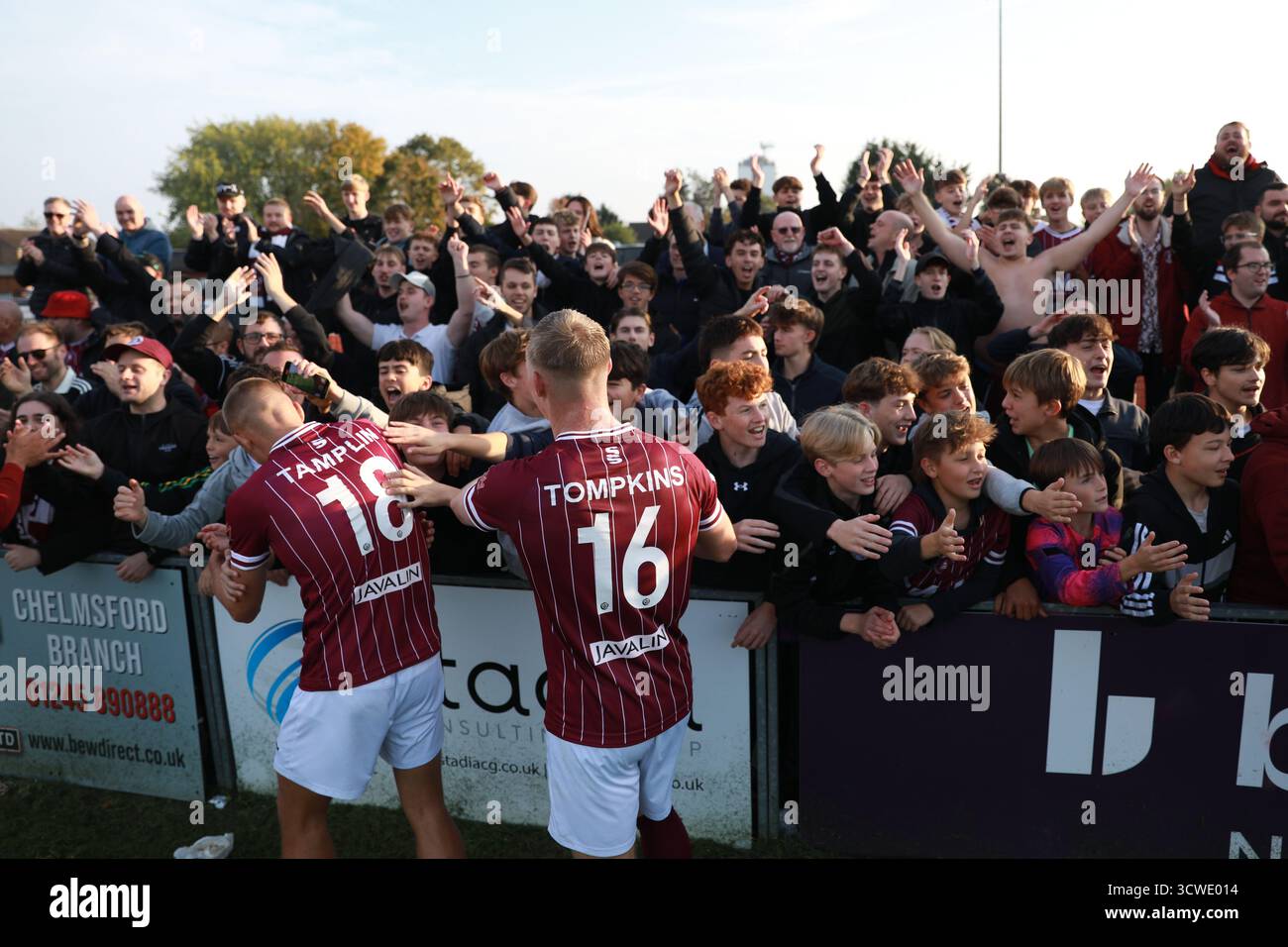 Archie Tamplin, of Chelmsford City, and Ben Tompkins, of Chelmsford ...