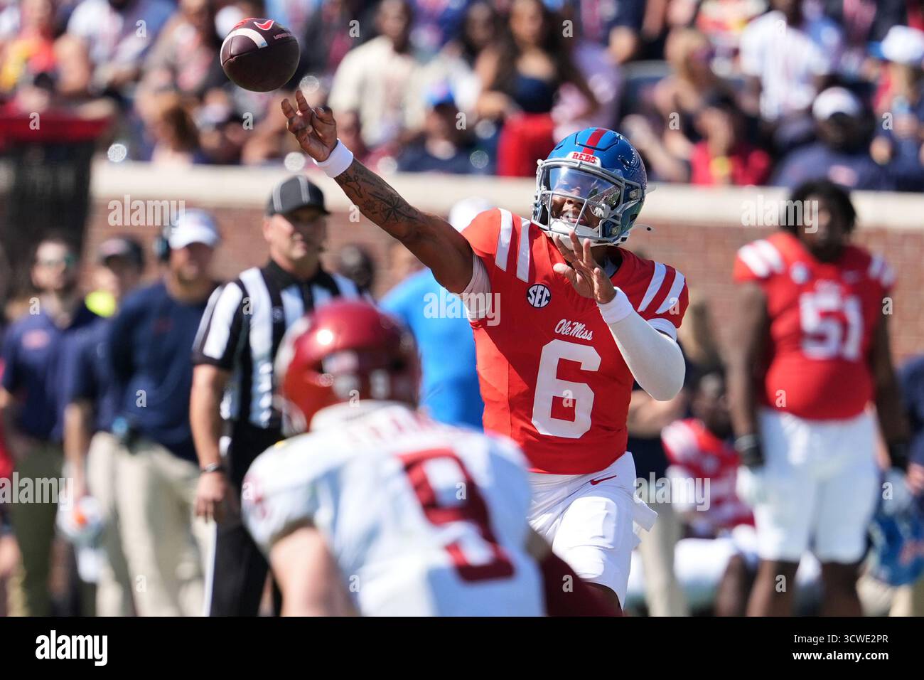 Mississippi quarterback Trinidad Chambliss (6) throws a pass as ...