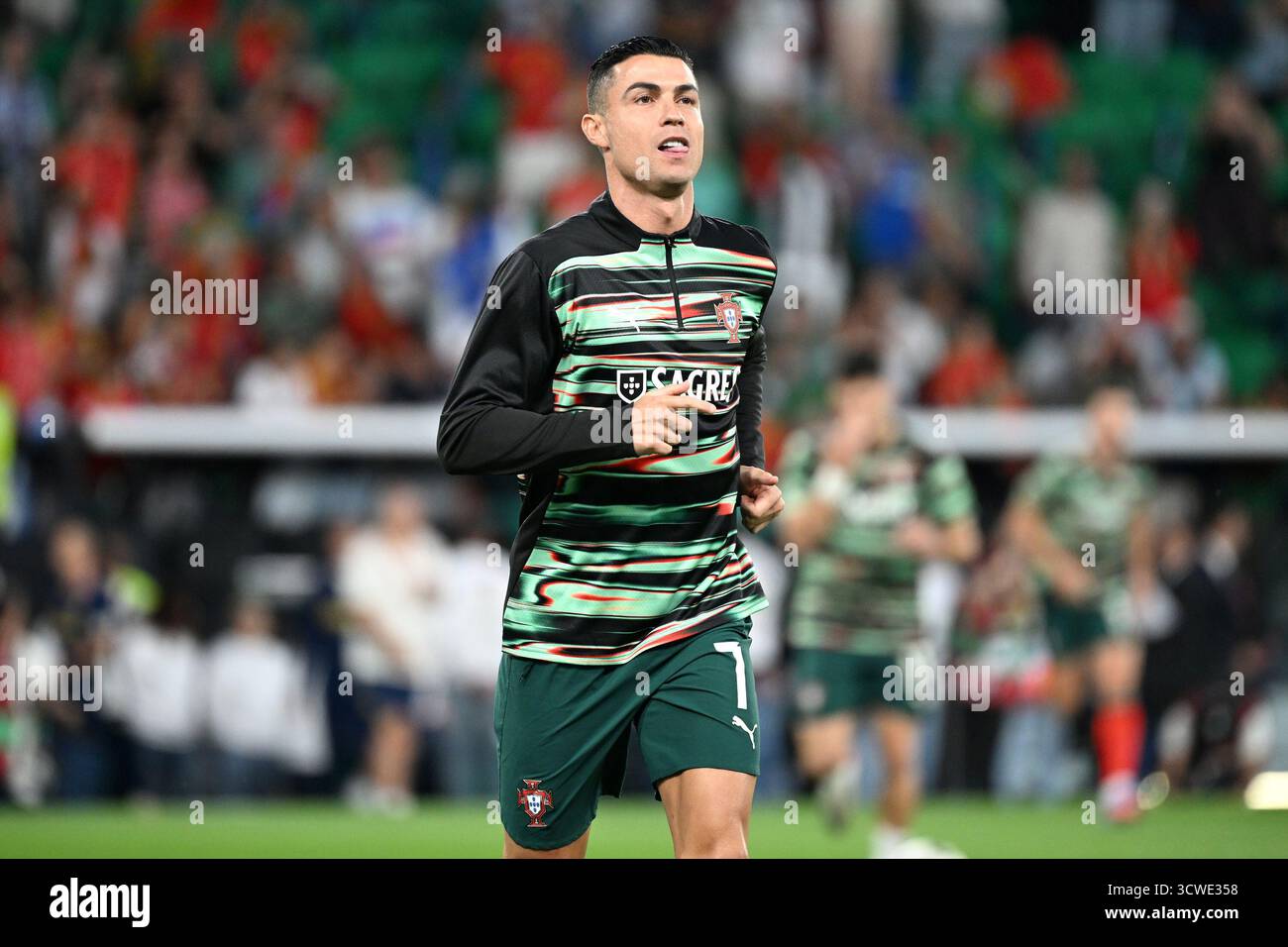 Portugal's Cristiano Ronaldo warming up prior to kick-off before the ...