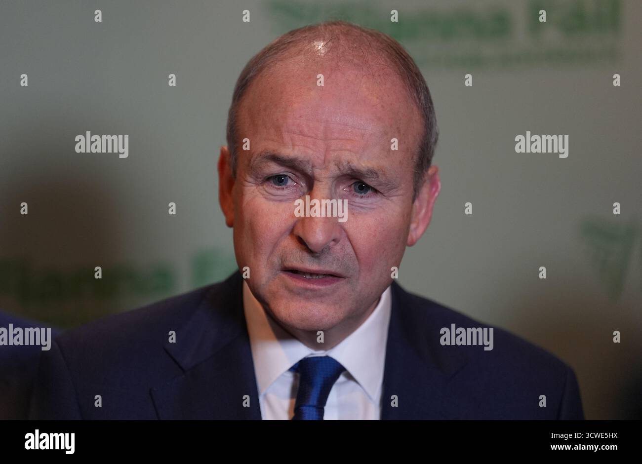 Fianna Fail leader Micheal Martin speaking to the media before the ...