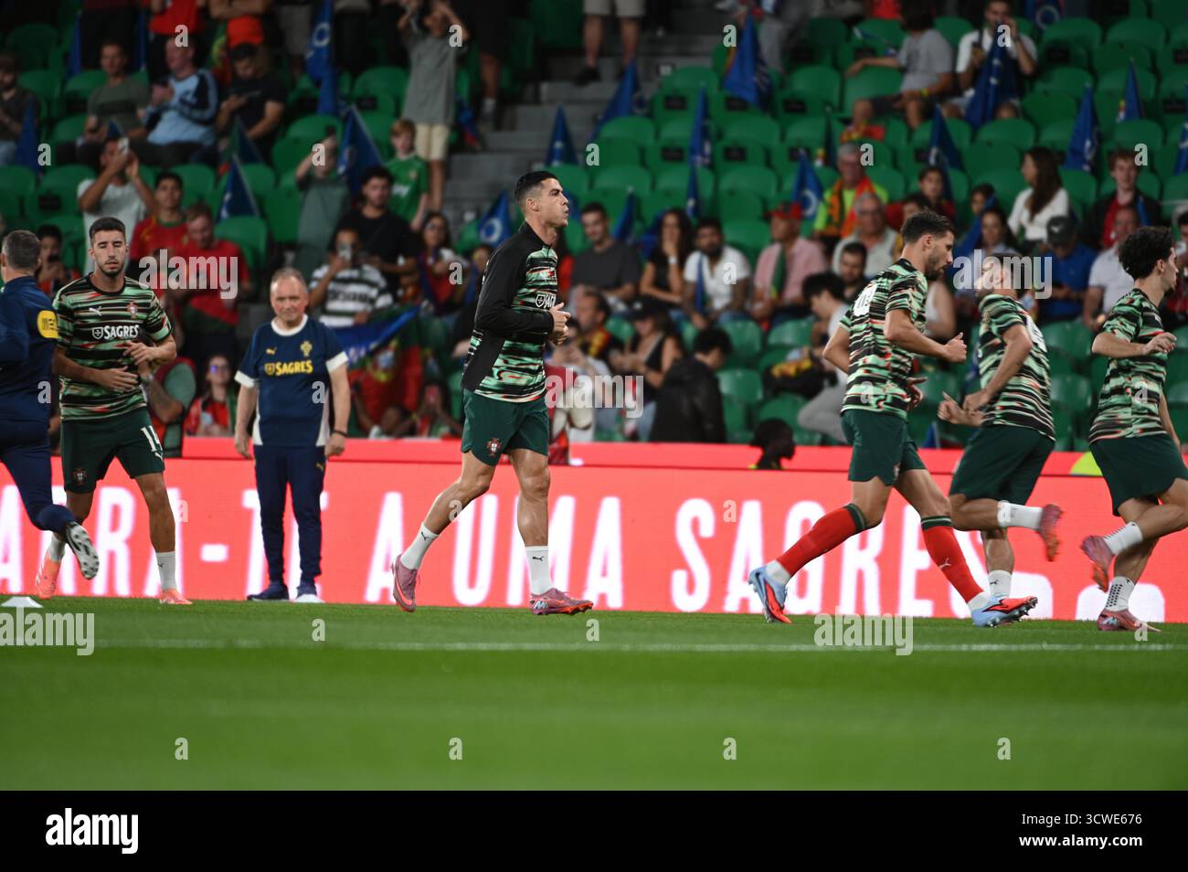 Lisbon, Portugal. 11 October 2025. Portugal team warming up before the ...