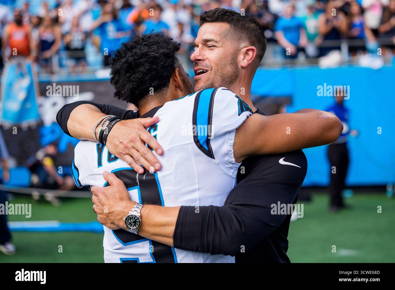 Carolina Panthers quarterback Bryce Young (9) and head coach Dave ...