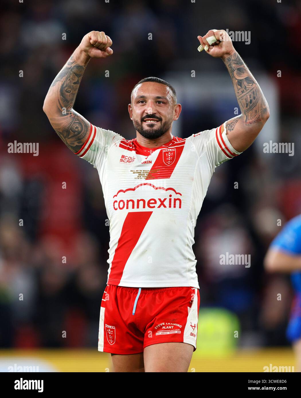 Hull KR's Elliot Minchella celebrates victory following the Betfred ...