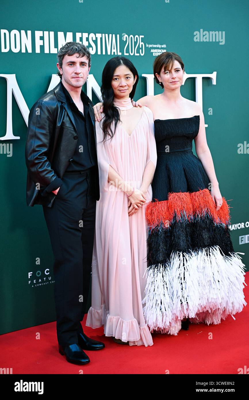 Paul Mescal, Chloe Zhao and Jessie Buckley attending the Hamnet ...