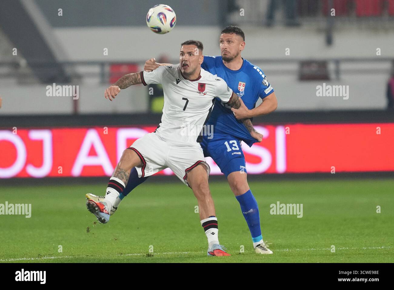 during the World Cup Group K qualifying soccer match between Serbia and ...